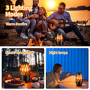 2-Pack Outdoor Bluetooth Speakers, Gifts for Women, Men, Fathers - Portable LED Flame Speaker, IPX5 Waterproof Patio Wireless Speakers with Torch Atmosphere for Yard Party, Camping, Garden