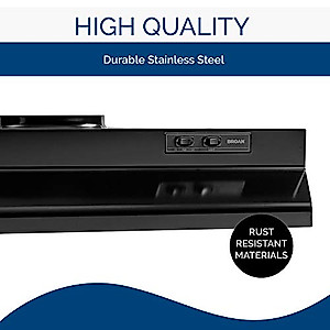 Broan-NuTone Economy 30-inch Under-Cabinet Easy Install Range Hood with 2-Speed Exhaust Fan and Light, 230 Max Blower CFM, Black