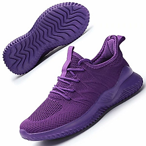 Women's Running Shoes Ladies Slip on Tennis Walking Sneakers Lightweight Breathable Comfort Work Gym Trainers Stylish Shoes Dark Purple