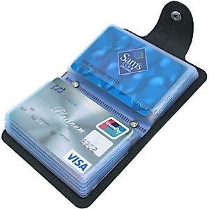 Mocasor Soft Leather Credit Card Holder for Men & Women Bank Card Case with 24 Durable Plastic Insert Slots Slim Pocket Wallet ID Card Organiser Business Card Case Purse (Black)