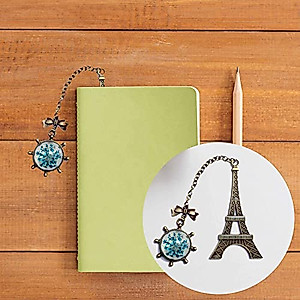 Eiffel Tower Glow Bookmark, Metal Bookmark with Chain, Vintage Bookmark with Snowflake for Teachers Students Mother Father Gifts