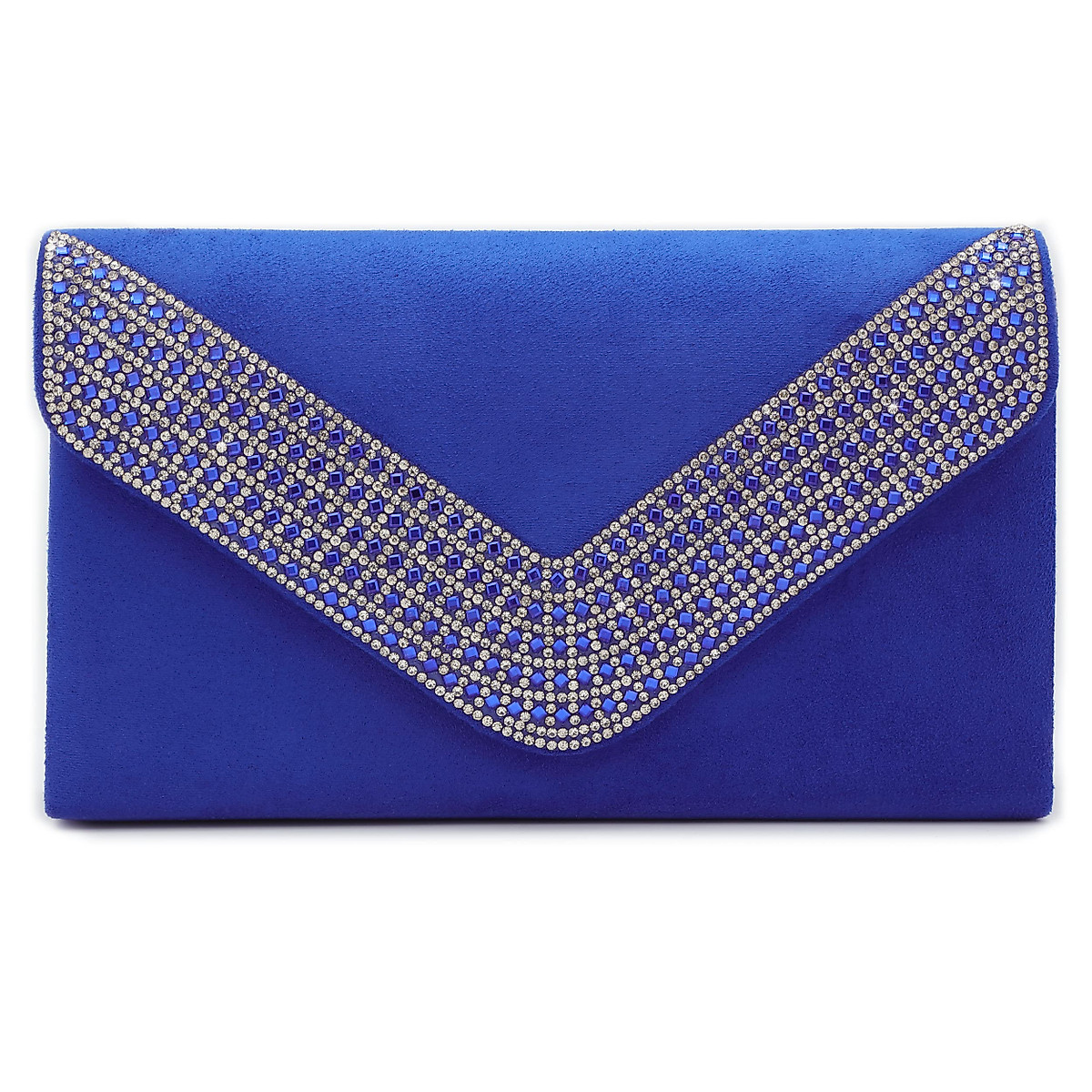 Lefrcry Women Satin Evening Bags Ladies Party Handbag for Wedding Party Handbag Rhinestone Clutch Purses BLUE