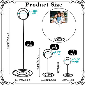 36 Pcs Table Number Holders 3 Size Black Place Card Holders Name Numbers Memo Note Cards Table Picture Holders Wire Photo Holder Clip Table Card Holder Stand for Wedding Anniversary Party Centerpieces