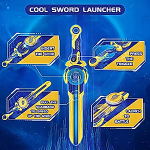Infinity Nado Battling Top Burst Gyro Toy, Spinning Top w/Sword Launcher, Battle Game Set Toys for 5 6 7 8 9 10 Years Old Boys Girls, Gifts for Boys Girls Kids - Fury Wave Dragon