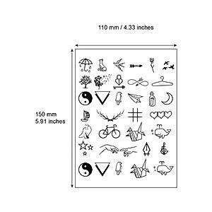 SanerLian Black Love Heart Temporary Tattoo Sticker Geometry Waterproof Women Girls Neck Chest Hand 15X11cm Set of 4