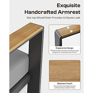 Oasbira Aluminum Outdoor Patio Furniture Loveseat, All-Weather Outdoor Patio Sofa with Washable Thick Cushion, Patio Sofa Couch for Porch, Balcony, Deck, Yard, Gray