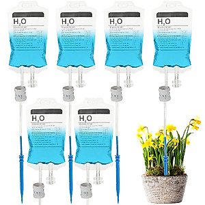 6 Pcs Plant Drip Irrigation Bag 350ml Automatic Plant Waterer Plant Watering Devices System Waterer with Adjustable Valve Switch for Indoor Outdoor House Potted Plant Support Gardening System Kit