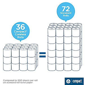 COMPACT® CORELESS 2-PLY RECYCLED TOILET PAPER BY GP PRO (GEORGIA-PACIFIC), 36 ROLLS PER PACKAGE