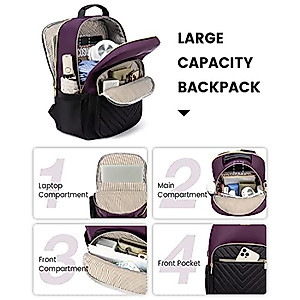 LOVEVOOK Laptop Backpack for Women, 15.6 Inch Backpack Purse, Fashion Travel Business Work Laptop Bag, Aesthetic University Nurse Backpacks, Office Dayback Computer Sport Bagpack, Purple