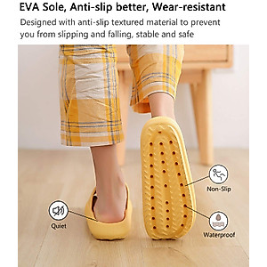Pillow Slippers for Women, Non-Slip Massage Foam Shower Bathroom Home Floor Thick Sole Quick Drying Cloud Cushion Womens Mens Sandals, Soft Comfortable Platform Open Toe Shoes (White, Eur38/39)