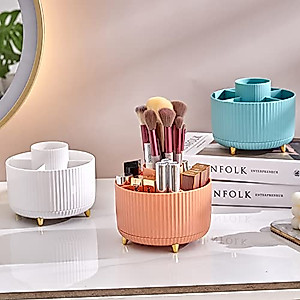 Makeup Brush Holder Organizer,360° Rotating Make up Organizer Storage,5 Slot Makeup Brushes Cup,for Vanity Decor,Bathroom Countertops,Desk Storage Container,Cosmetic Display Cases