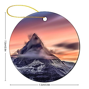 3" Round Christmas Ornaments Matterhorn Mountain Peak Summit Ceramic Holiday Keepsake Decor Christmas Tree Decoration Xmas New Year Festival Wedding Newlywed Gift Birthday Party Favor Bauble