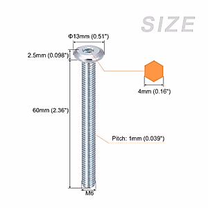 METALLIXITY Hex Socket Head Machine Screws, (M6x60mm) 10Pcs, Carbon Steel Cap Screws - for Machinery, Furniture, DIY