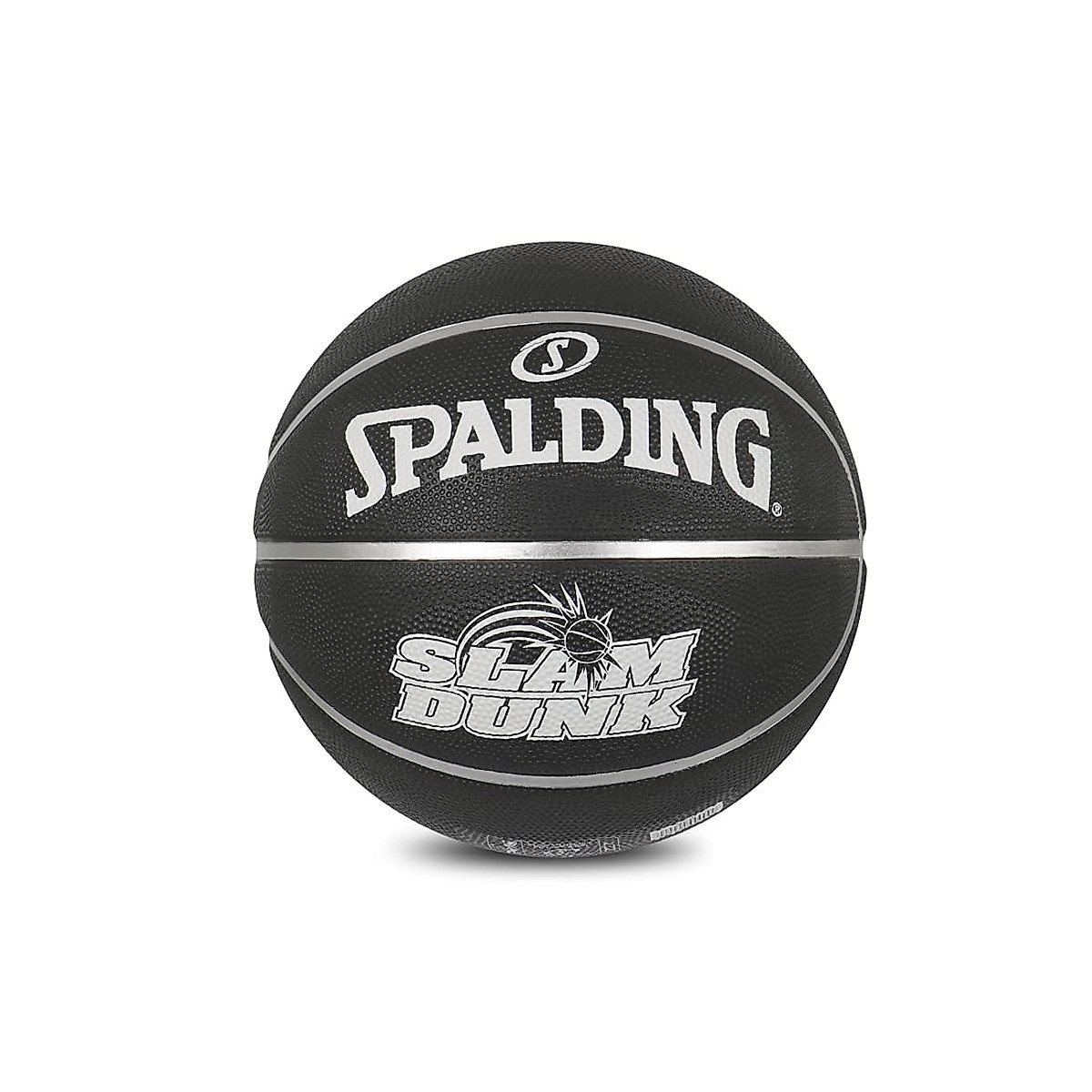 Spalding Slam Dunk NBA Black Basketball Ball with Pump Men's Official Ball Size 5, 6, 7 (7)