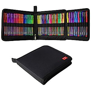 Larkpad 48 Color Gel Pen Set with Portable Nylon Case-24 Glitter 8 Metallic 6 Neon 6 Pastel 4 Classic for Adult Coloring Drawing Note Taking (48 Pens)