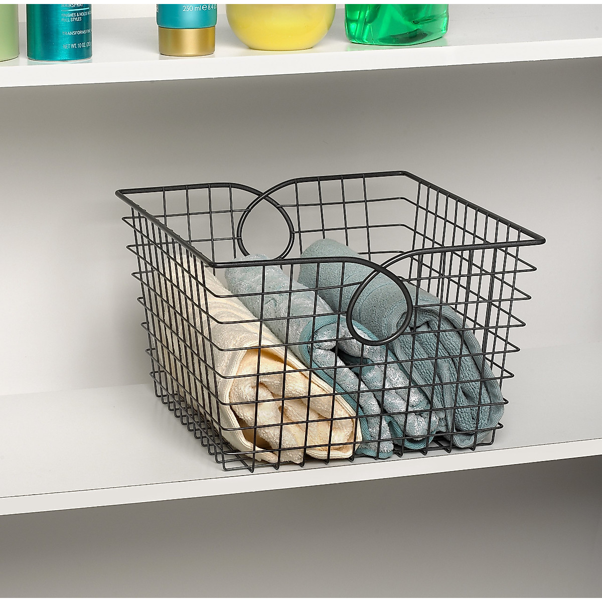 Spectrum Teardrop Wire Large Basket (Industrial Gray) - Storage Bin & Décor for Bathroom, Closet, Pantry, Under Sink, Toy, Shelf, Kitchen, & Nursery Organization