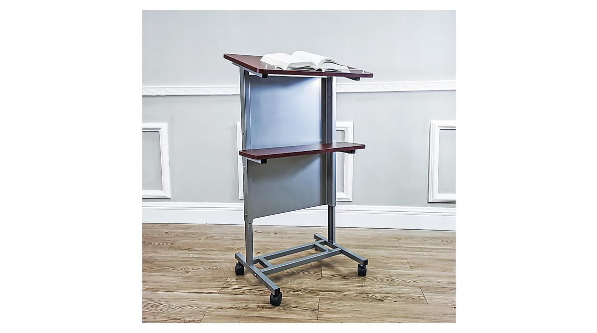 FixtureDisplays Adjustable Height Lectern on Wheels - Heavy Duty Steel ...
