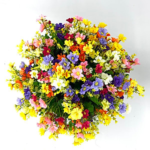 Lesrant 12inch Autumn Artificial Flower Hanging Basket,Artificial Hanging Plants Outdoors Fake Flowers Silk Daisy Hanging Flower Basket for Outside Porch Patio Garden Decoration