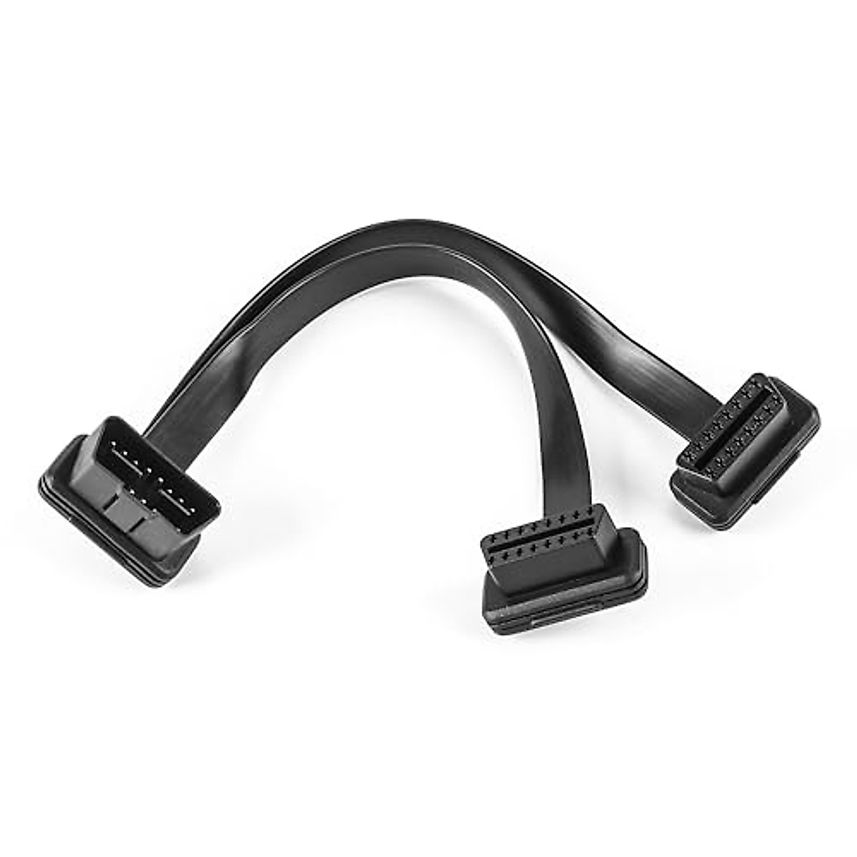 Low Profile OBD 2 Connector 26AWG Thick and Safe Male to Dual Female Flexible Splitter Y Cable 16pins 1ft/30cm for Code Reader & GPS & All OBDii Device