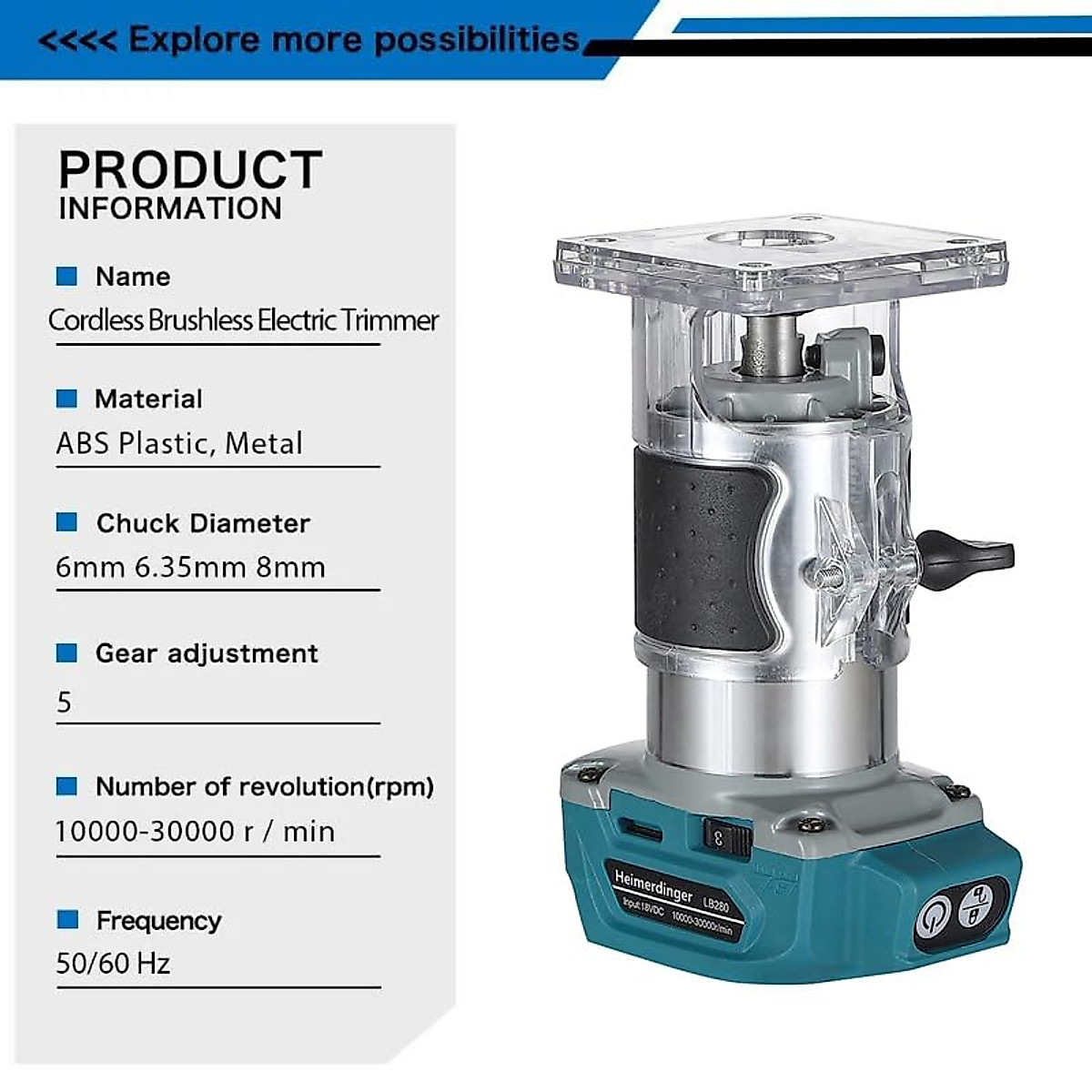 Brushless Cordless Wood Router Tool for Makita 18V Battery,Compact Woodworking Trimmer Palm Router,5 Speed for Precise Wood Cutting