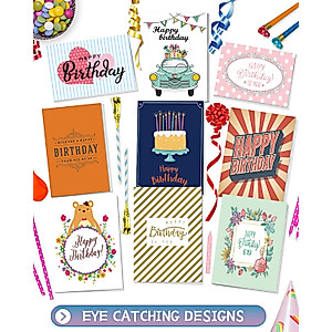 60 Unique Birthday Cards,Birthday Cards Bulk With Message Inside,5 x 7 inches Happy Birthday Cards Assortment,Assorted Birthday Cards With Envelopes and Stickers in Birthday Cards Bulk Boxed Set.