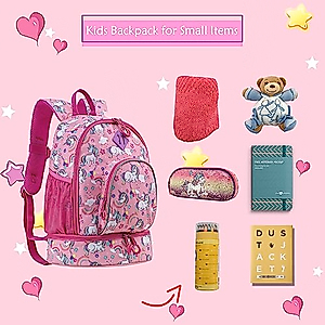 HAPPYSUNNY Toddler Backpack and Lunch Box Set for Girls 2-in-1 Kids Unicorn Backpack and Insulated Lunch Bag Compartment