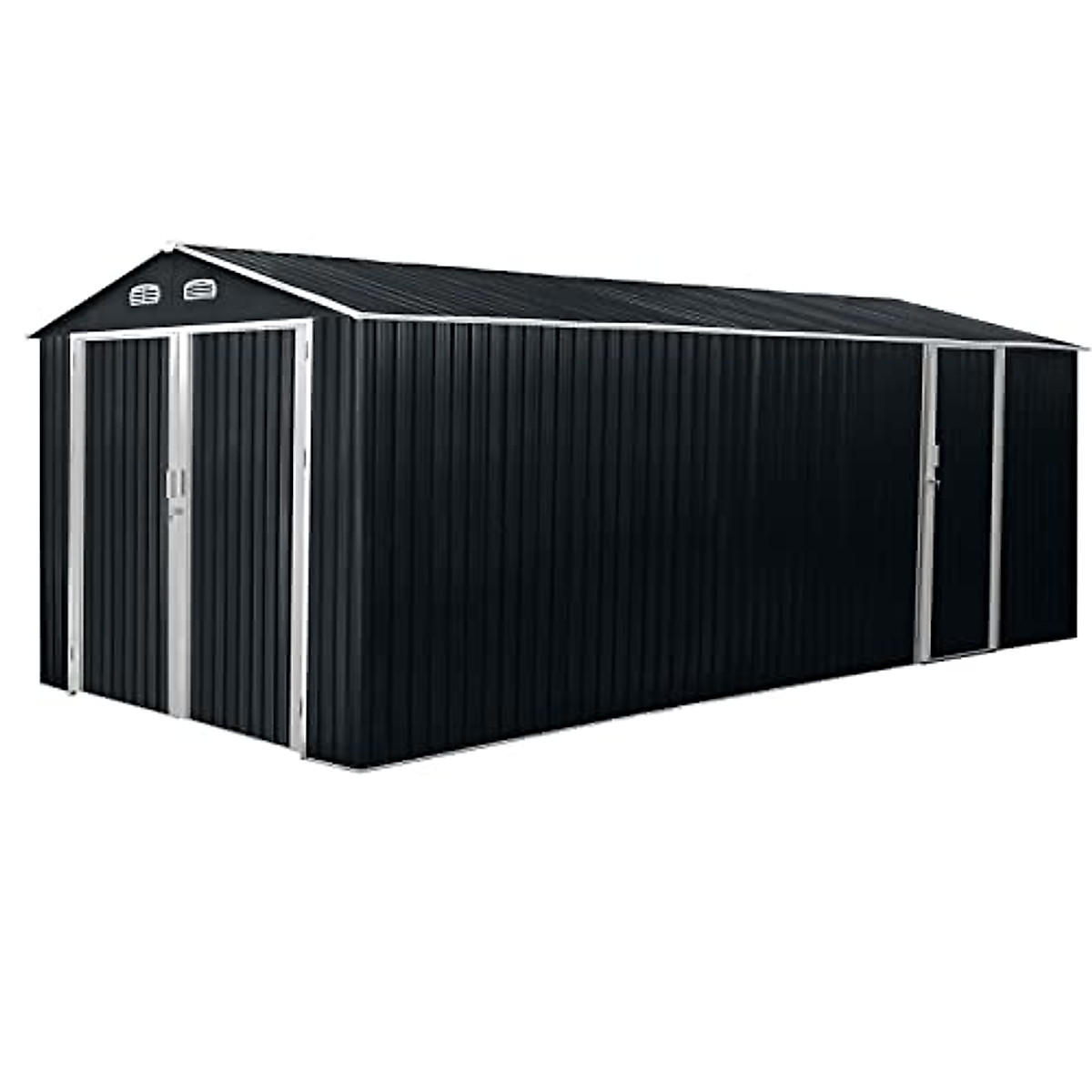 Outdoor Storage Shed 20x10 FT, Metal Garden Shed for Car,Truck,Bike, Garbage Can, Tool, Lawnmower, Outdoor Storage Galvanized Steel with Lockable Door for Backyard, Patio, Lawn