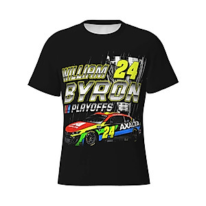 William Byron 24 Men's T-Shirt Crewneck T-Shirt Tight Sport Short Sleeve Classic Printing Performance