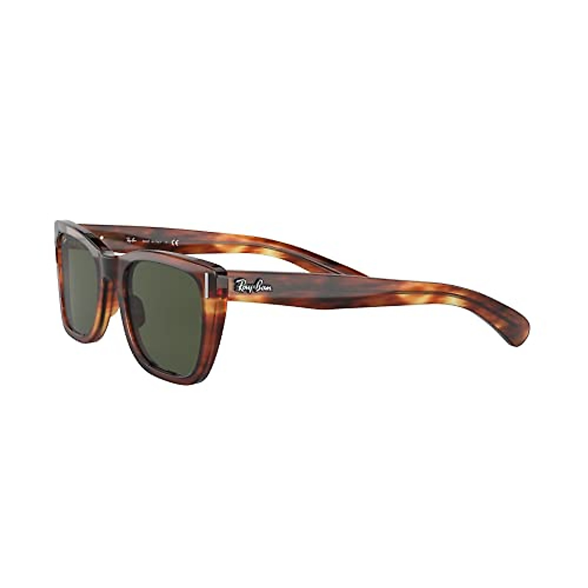Ray-Ban RB2248 Caribbean Rectangular Sunglasses, Striped Havana/G-15 Green, 52 mm
