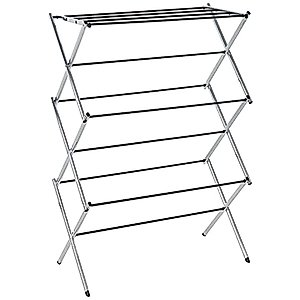 Amazon Basics Foldable Laundry Rack for Air Drying Clothing - 41.8" x 29.5" x 14.5", Chrome
