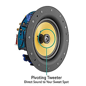ynVISION.DESIGN 8 inch in-Ceiling Speakers w/Pivoting Tweeter | 2 Speakers | 160 Watts Each | Compatible with Sonos Amp, Yamaha, Marantz, Denon Avr and More