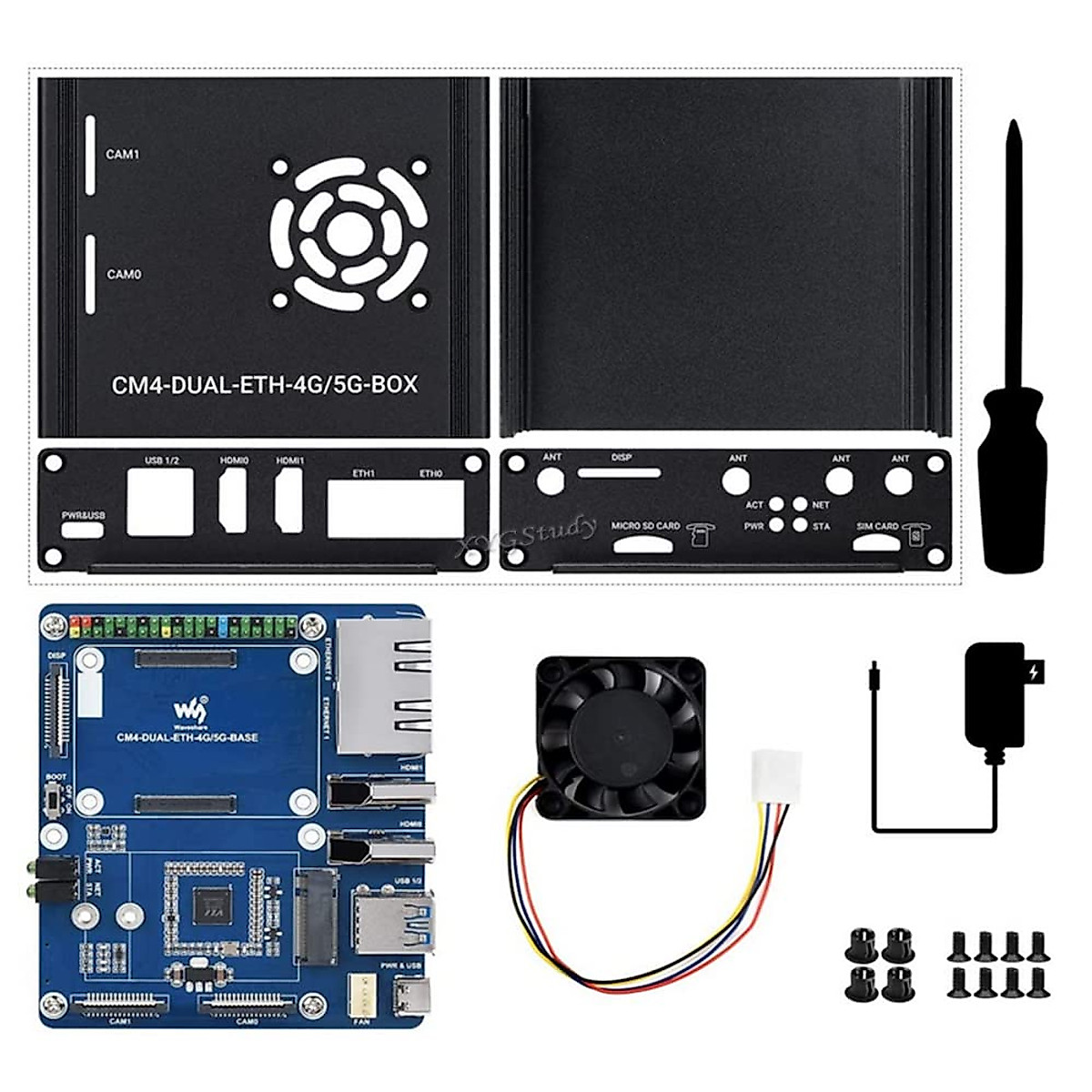 Dual Gigabit Ethernet 5G/4G Mini-Computer with Metal Case and Cooling Fan Based On Raspberry Pi Compute Module 4 (NOT Included) @XYGStudy (CM4-DUAL-ETH-4G/5G-BOX)