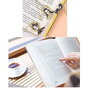 Heaven Official's Blessing Tian Guan Ci Fu Bookmark, Metal Hollowing Bookmark,Classical Vintage Chinese Style Bookmark(C)