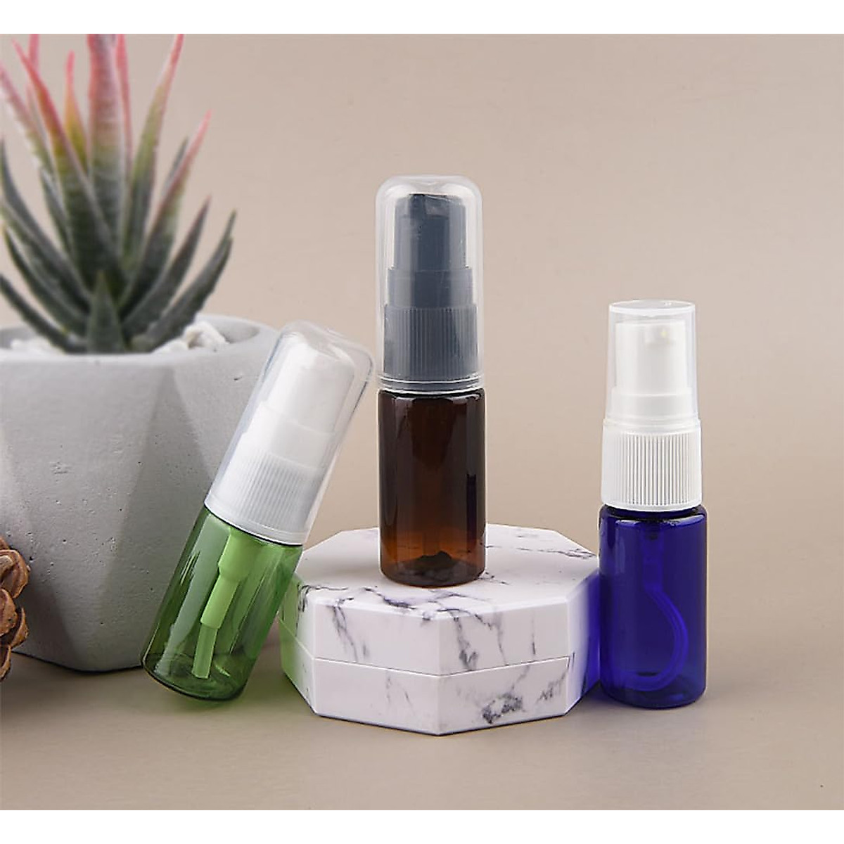 erioctry 10ML Portable Empty Refillable Bottle Cream Shampoo Lotion Treatment Pump Bottle with Cap Travel Bottles Toiletries Liquid Container for Cosmetic Make-up Pack of 6 (Brown)