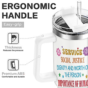 FOCIUZTA 40oz Tumbler with Lid, Insulated Cup, Travel Coffee Mug, Ideal Gift for Easter, Father’s Day, Mother’s Day, Birthday, Social Worker Design