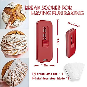 Tuuwhiz Bread Lame Dough Scoring Tool,Sourdough Bread Baking Supplies with Magnetic to Storage,Exquisite Design Bread Scorer Tool for Homemade Bread Baking Include 5 Razor Blades (Brown)