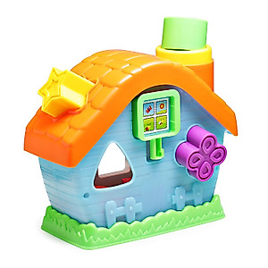 infunbebe Shape Sorting House Toy My First House with Shape and Color Sorters, Early Development Shape and Color Recognition Toy with 5 Colorful Blocks for 12+ Months Babies