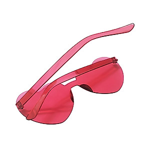 JFTOWN 12 Pairs Heart Shape Rimless Valentines Sunglasses Candy Color Frameless One Piece Love Glasses for Women Party Favor (Hot Pink)