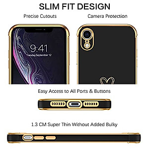 BENTOBEN iPhone XR Case, iPhone XR Phone Case, Cute Heart Pattern Slim Fit Soft Flexible Shockproof TPU Bumper Protective Women Girls Boys Men Non-Slip Lightweight Cover for iPhone XR 6.1“ 2018, Black