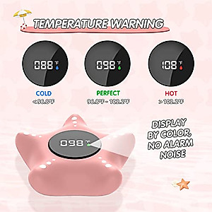 LEDFAAH Baby Bath Thermometer Safety, Auto On & Off Bathtub Thermometer Floating Toy, Digital Bathing Water Temperature Warning Thermometer, Pink Sea Star Shape