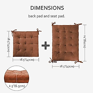 ELFJOY Solid Color Cozy Sanding Fabric Rocker Cushion Set - Chair Pads Set (Brown)