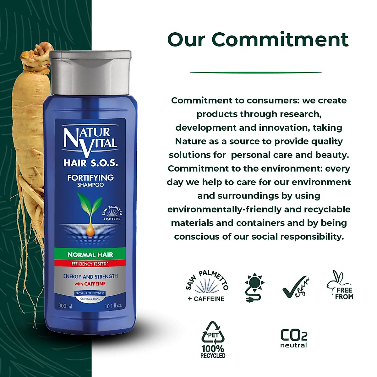 NaturVital Unisex, Natural Aloe Vera & Ginseng Organic Hair SOS Revitalizing Shampoo for Normal Hair, Prevents Hair Breakage, Cruelty-Free & Paraben-Free