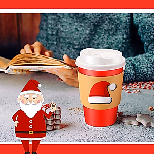 Ziliny 200 Pack 12 oz Christmas Cups with Lids and Coffee Cup Sleeves Red Green Disposable Christmas Paper Coffee Cups for Beverage Chocolate Tea Cocoa Xmas Holiday Table Decorations Party Favors