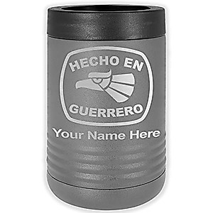 LaserGram Double Wall Insulated Beverage Can Holder, Hecho en Guerrero, Personalized Engraving Included (Standard Can, Gray)