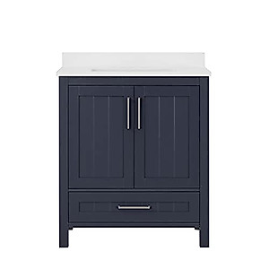 Ove Decors Kansas 30 in. Single Sink Bathroom Cultured Marble Countertop Vanity, 30 inches, in Midnight Blue