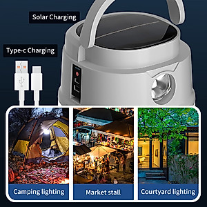 UCGG Solar Camping Lantern, Rechargeable LED Camping Lantern, 4 Light Modes One-Button Switching, Standby Charging Bank, Waterproof, for Hurricane Emergency, Outdoor, Hiking, Home and Car