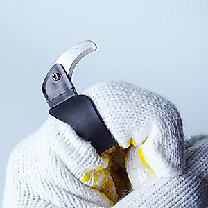 TOGRAND Safety Finger Ring Knife, Portable Utility Cutting Helper Tool with Sharp and Strong Curved Steel Blade, Ring Size 0.8inch/2cm Diameter(2Pack, Black)