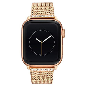 Anne Klein Mesh Fashion Band for Apple Watch, Secure, Adjustable, Apple Watch Replacement Band, Fits Most Wrists (42/44/45mm, Rose Gold),WK-1015RGRG