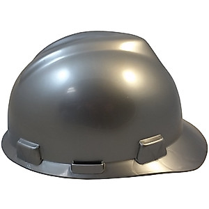 MSA V Cap Style Hard Hats w/FasTrac III Suspensions and Handy Tote Bag - Silver