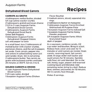 Augason Farms Dehydrated Diced Carrots,net weight 2 lbs 6 ounce.